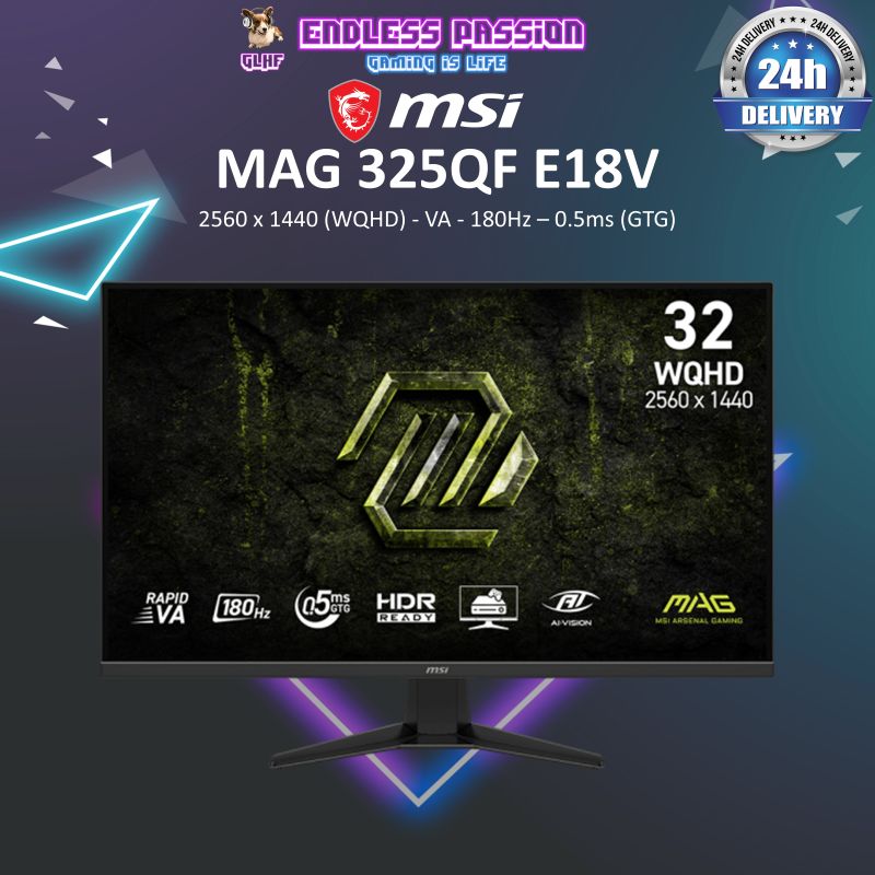 MSI MAG 325QF E18V 31.5" WQHD Rapid VA 180Hz Gaming Monitor – Endless Passion