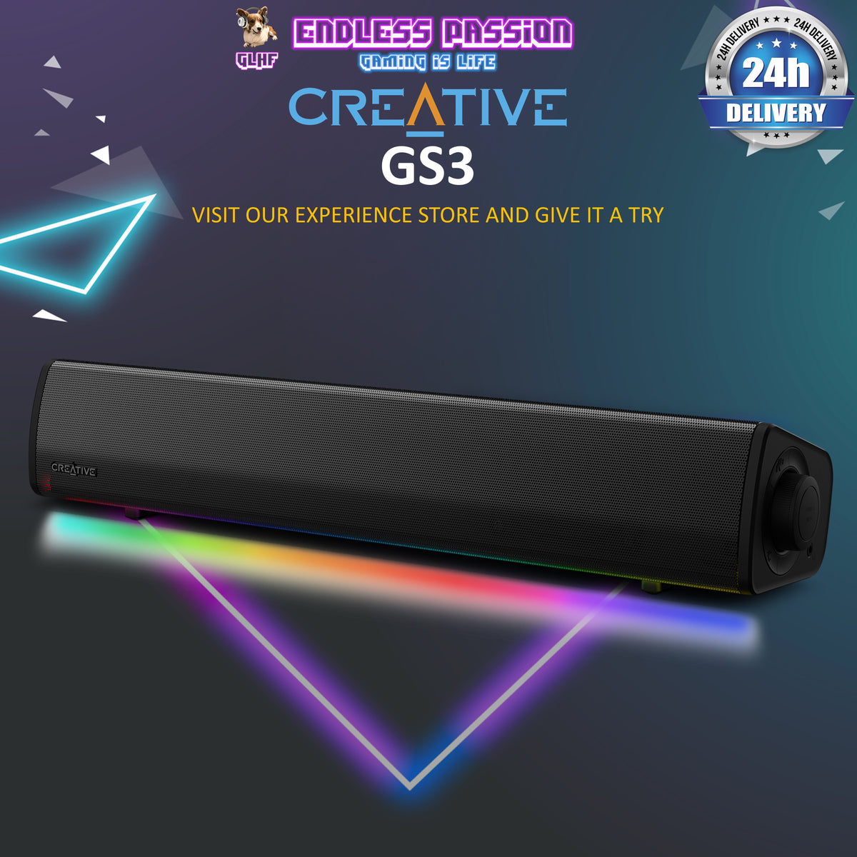 Creative Sound Blaster GS3 Compact RGB Gaming Soundbar – Endless Passion