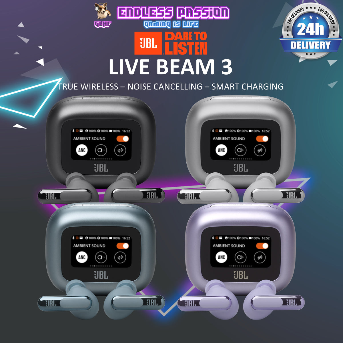 JBL Live Beam 3 True Wireless Noise-Cancelling Closed-Stick Earbuds ...