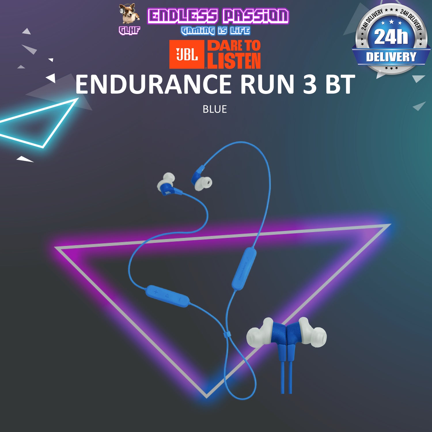 JBL Endurance Run 3 BT Sweatproof Wireless In-Ear Sports Headphone ...