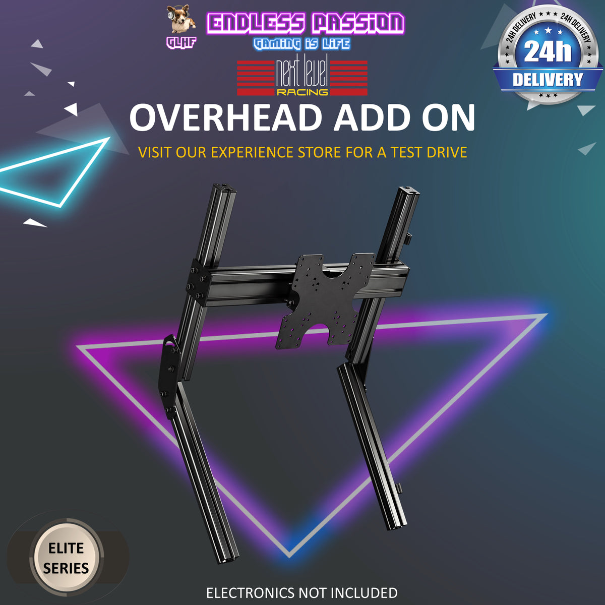 Next Level Racing Elite Freestanding Overhead Monitor Stand Add On - C ...