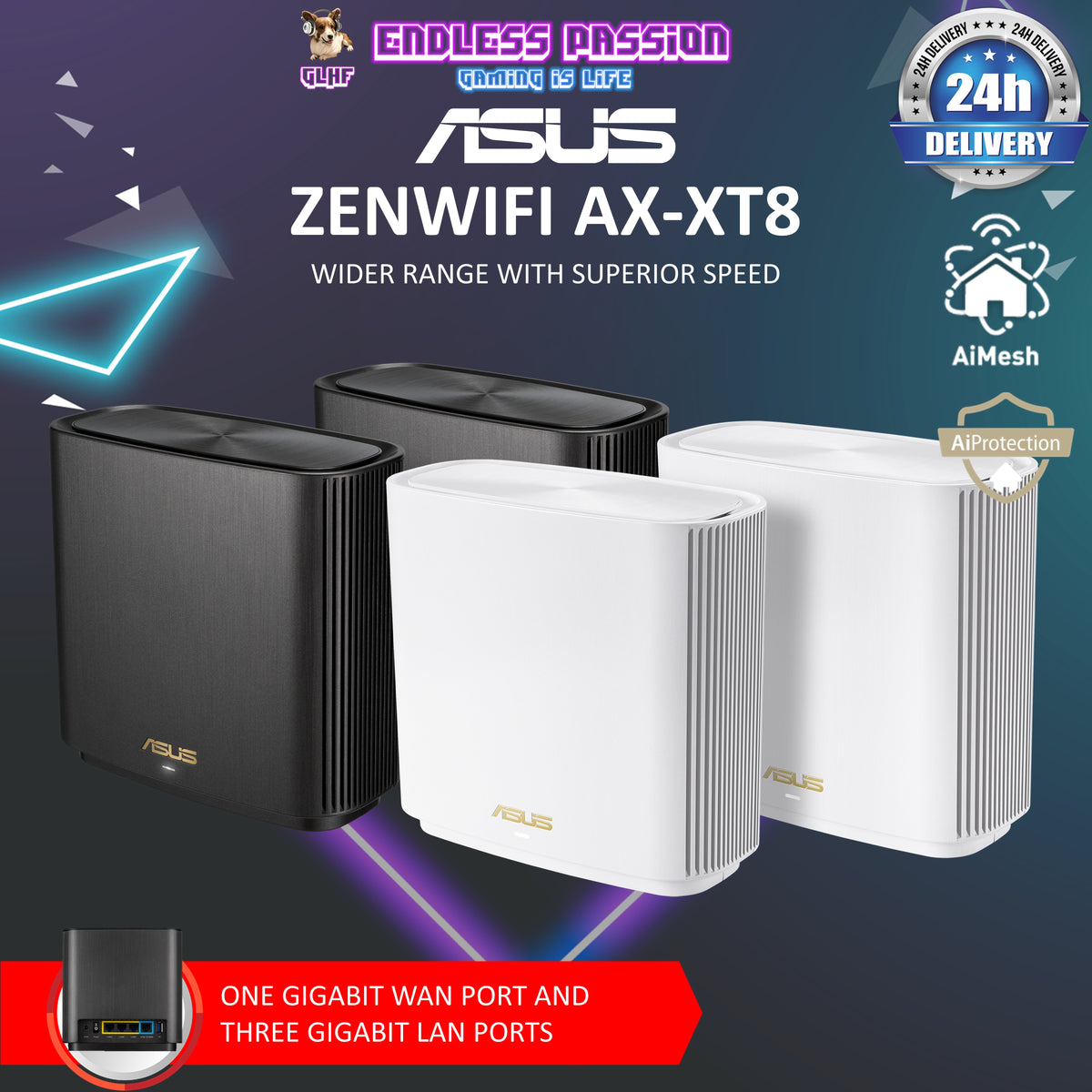Asus ZenWiFi AX-XT8 AX6600 Tri-band Mesh WiFi 6 (802.11ax) Extendable ...