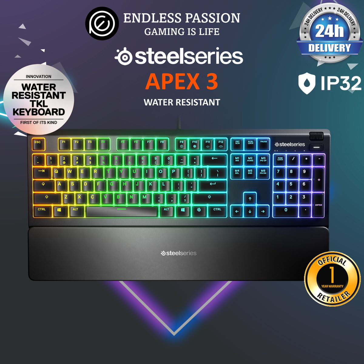 SteelSeries Apex 3 Gaming Keyboard – Endless Passion