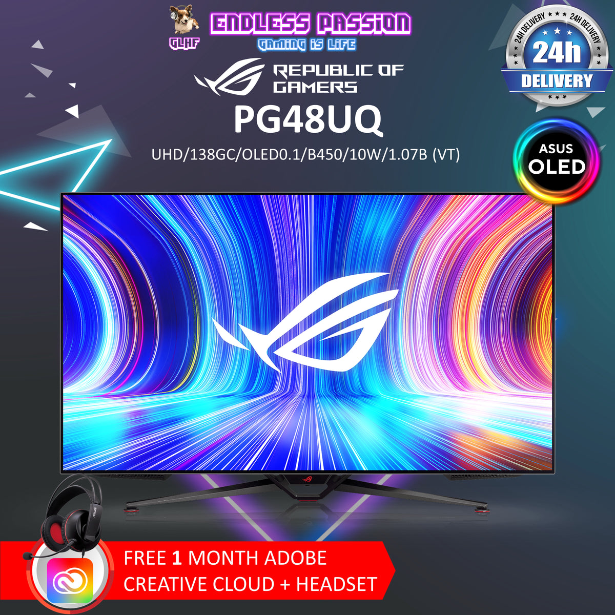 ASUS ROG Swift OLED PG48UQ 48 Inch Gaming Monitor – Endless Passion