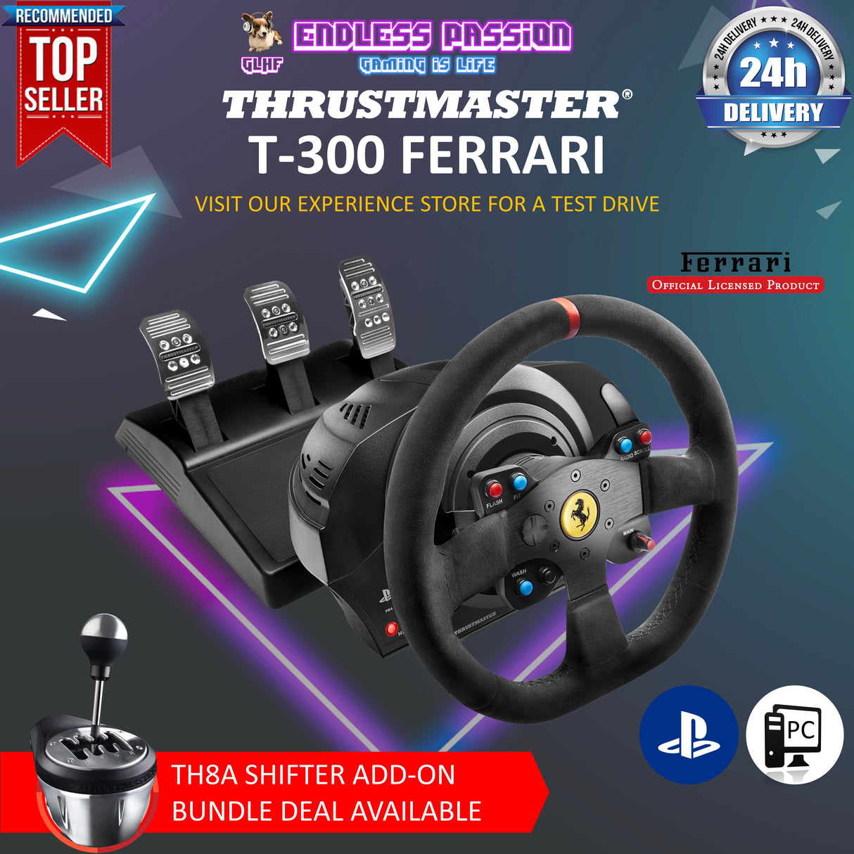 Thrustmaster T300 Ferrari Integral RW Alcantara edition – Endless Passion