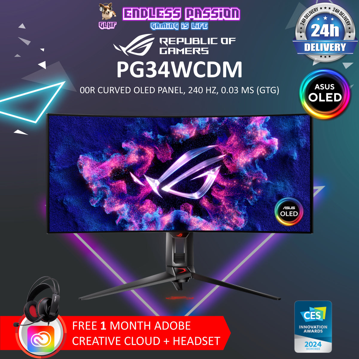 ASUS ROG Swift OLED PG34WCDM 34 Inch OLED Gaming Monitor – Endless Passion
