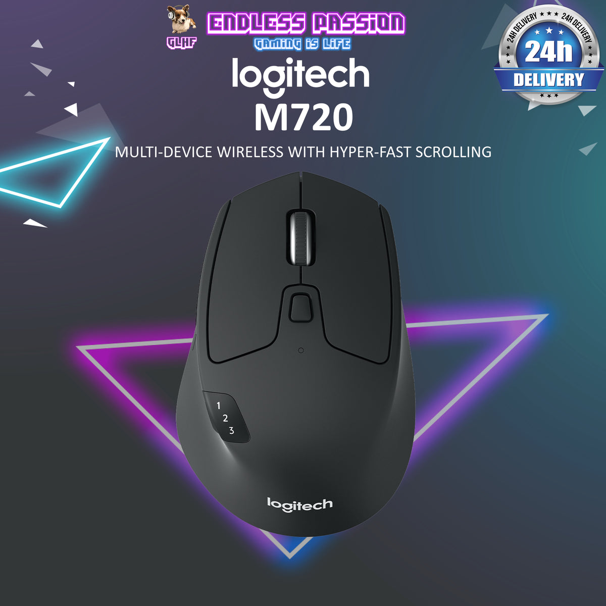 Logitech M720 Triathalon Multi-Device Wireless Mouse with FLOW ...
